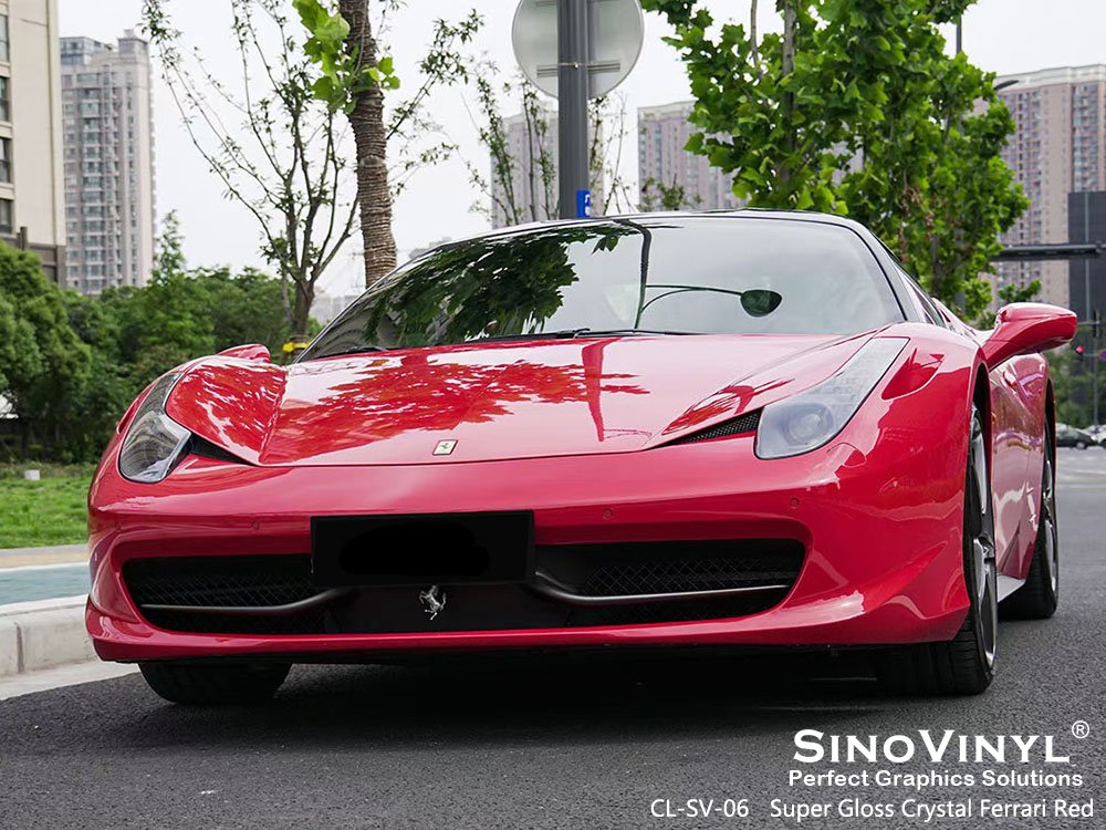 CL-SV-06 Super Gloss Crystal Ferrari Red Car Wrap Materials for FERRARI ...