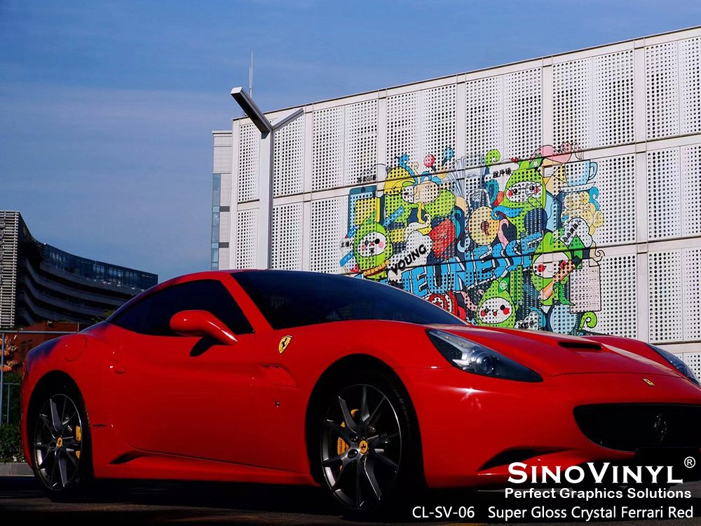 CL-SV-06 Super Gloss Crystal Ferrari Red Vehicle Wraps Vinyl for ...